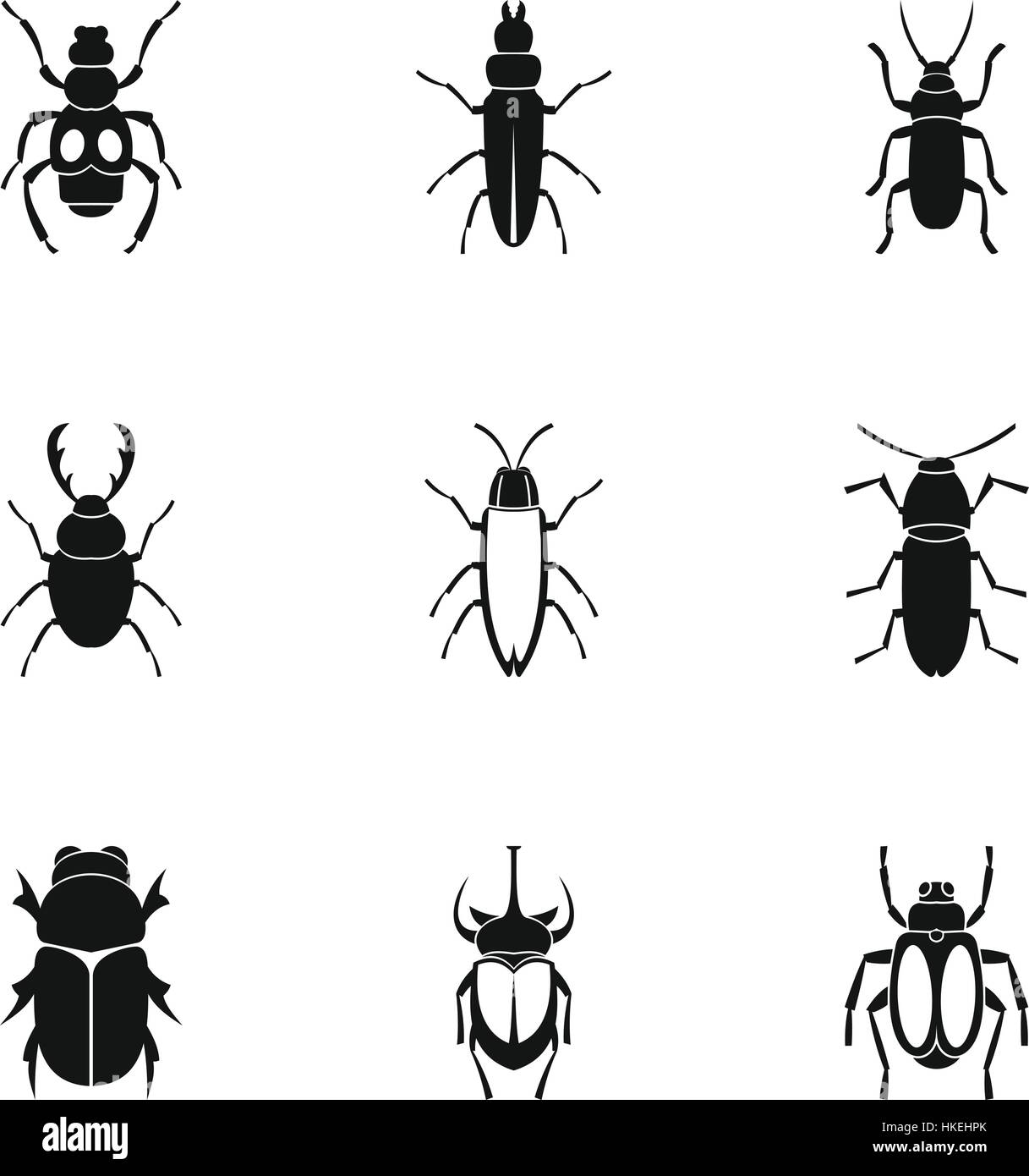 Order coleoptera icons set. Simple illustration of 9 order coleoptera ...