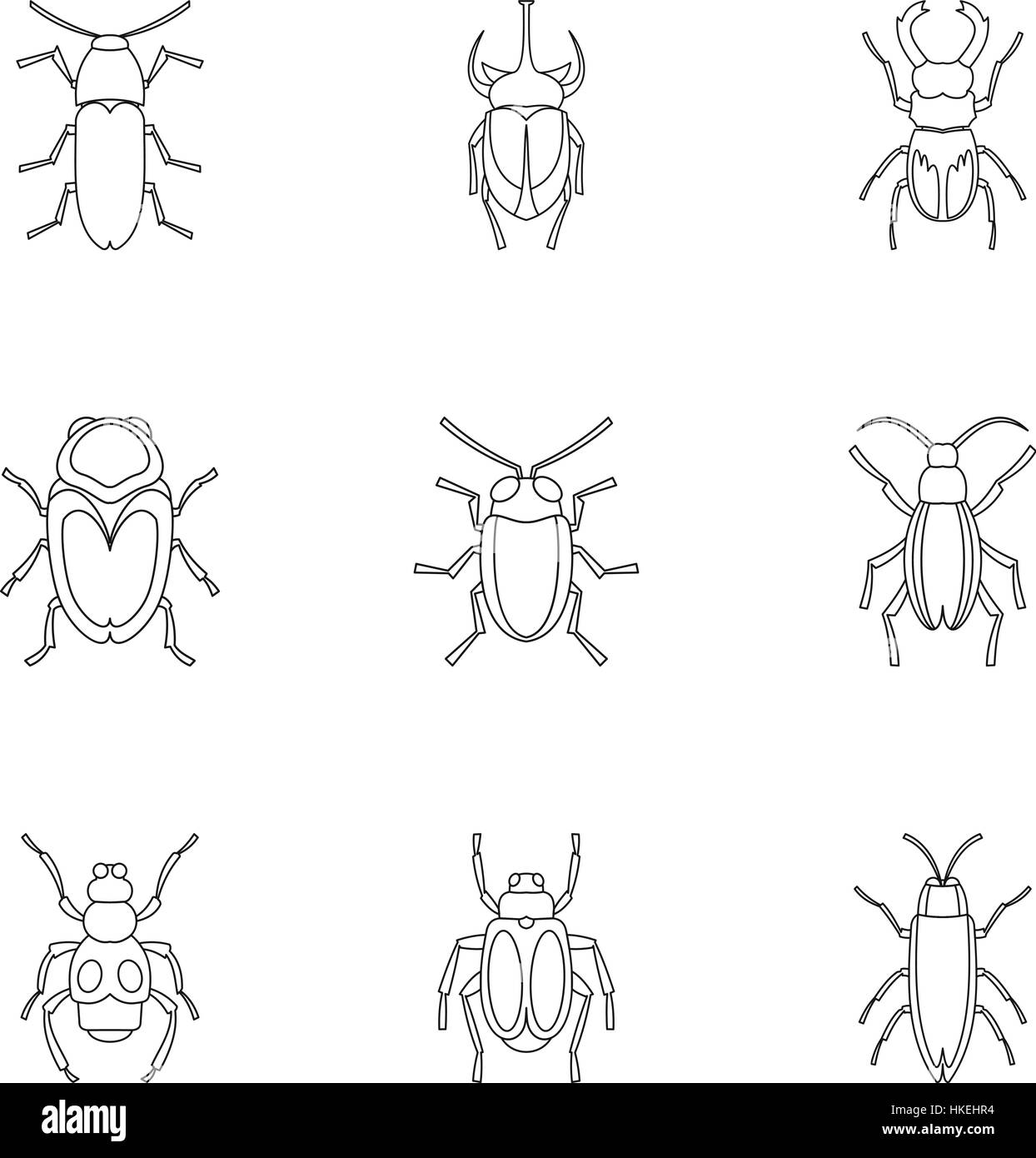 Bugs icons set. Outline illustration of 9 bugs vector icons for web ...
