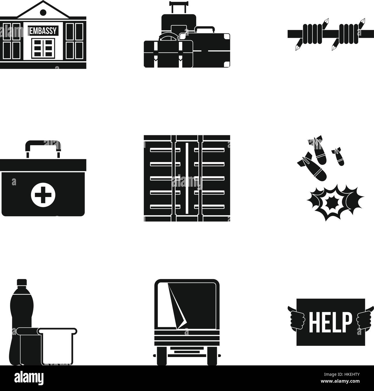 Refugees icons set. Simple illustration of 9 refugees vector icons for ...