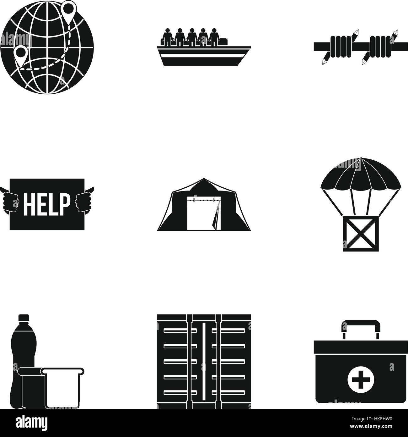 People fugitives icons set. Simple illustration of 9 people fugitives ...