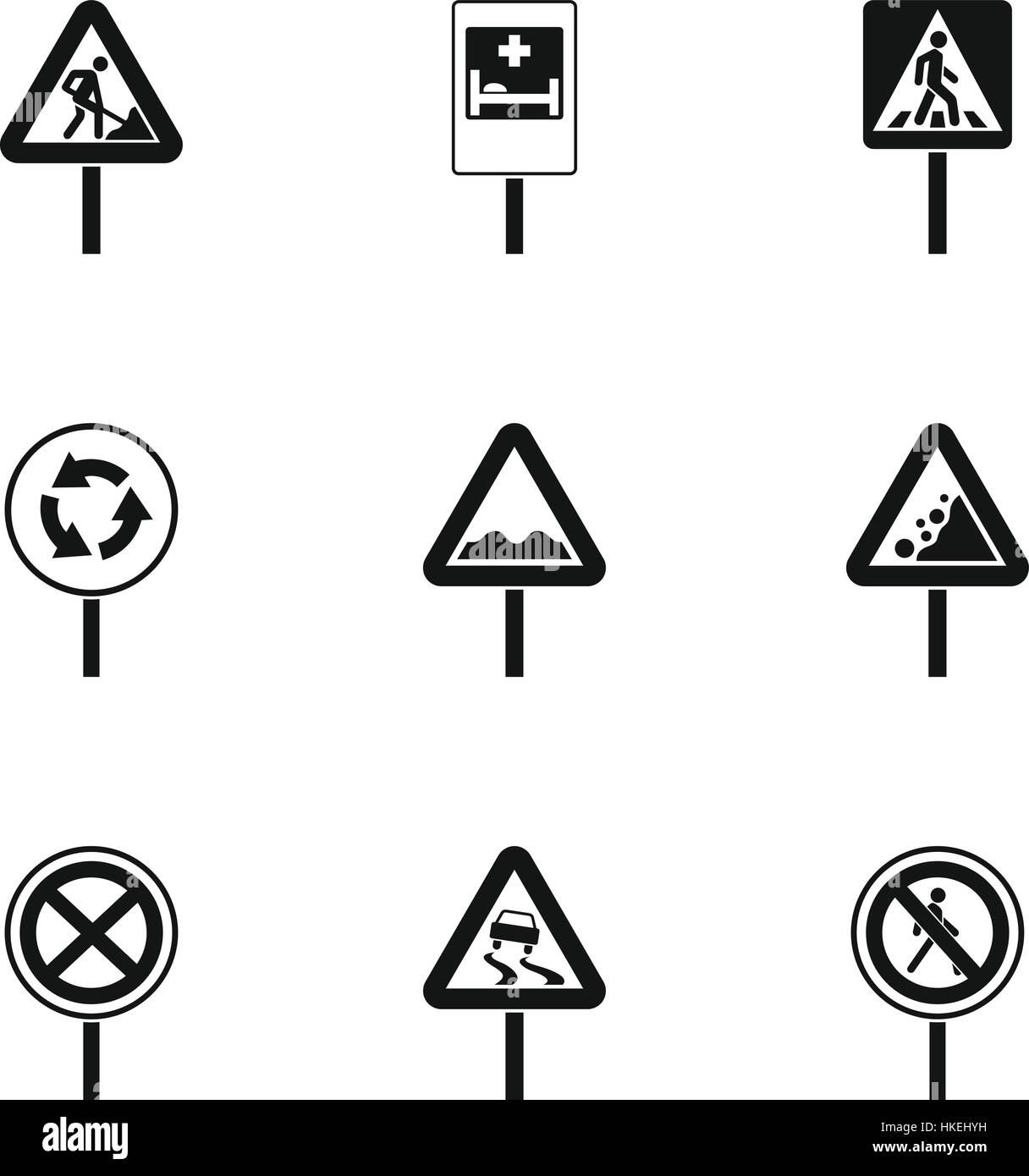 Road sign icons set. Simple illustration of 9 road sign vector icons ...