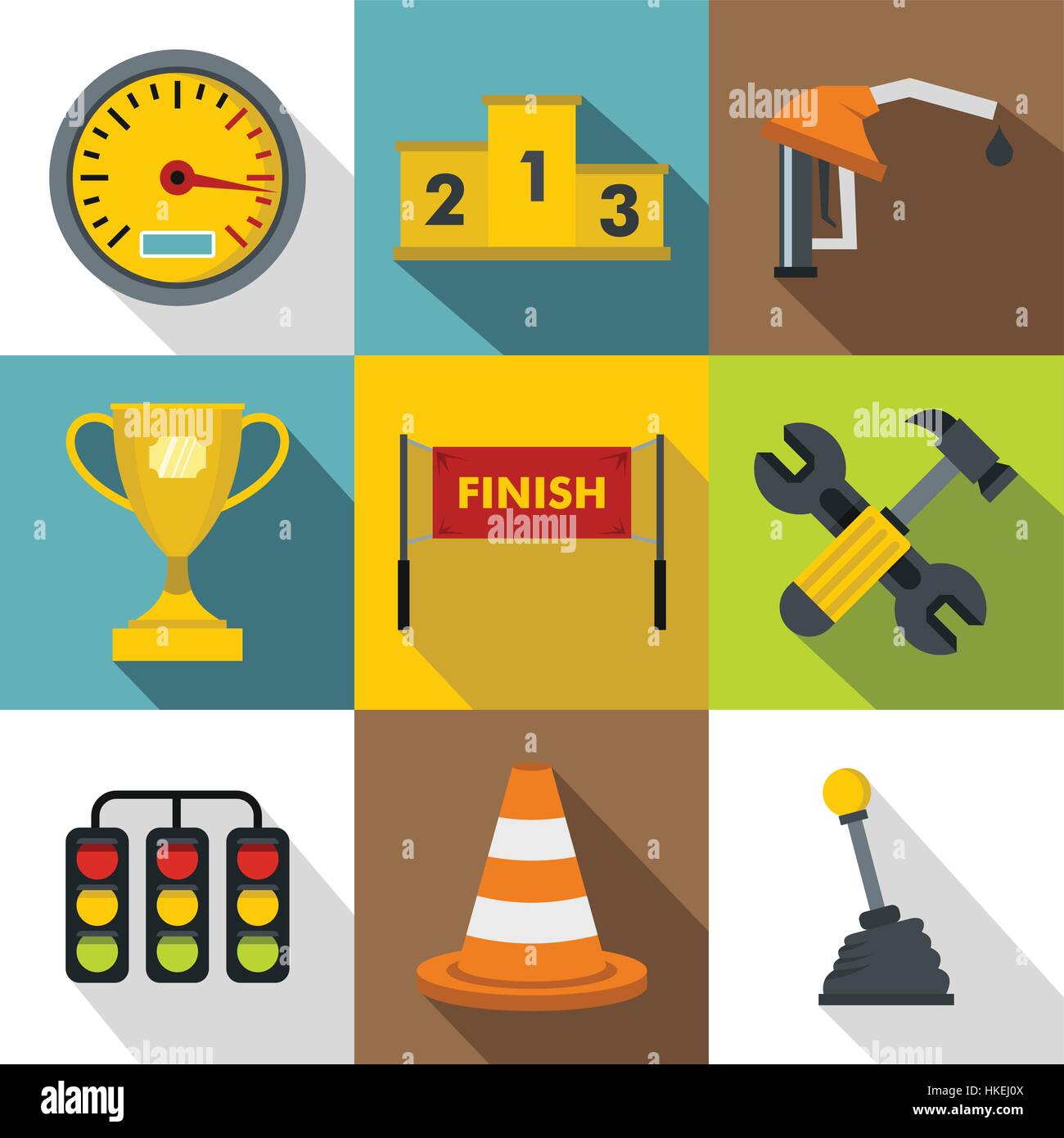 Race icons set. Flat illustration of 9 race vector icons for web Stock ...