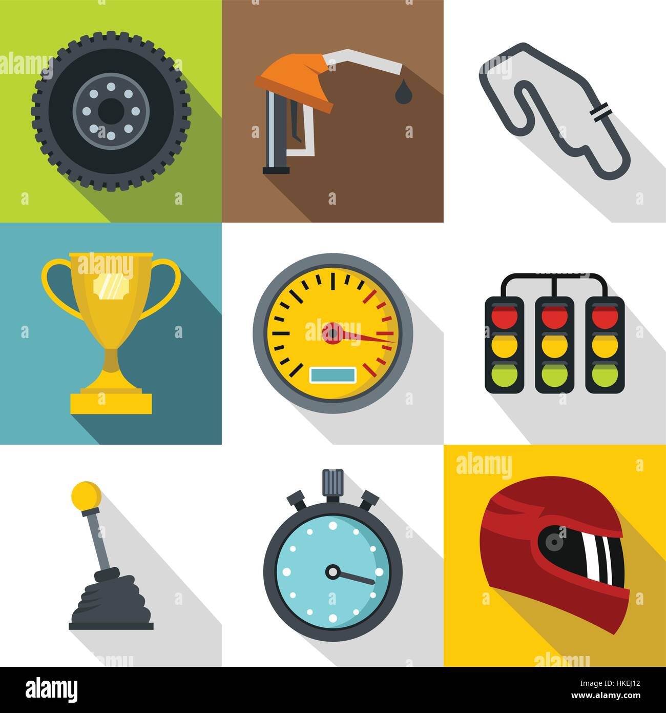 Race cars icons set. Flat illustration of 9 race cars vector icons for ...