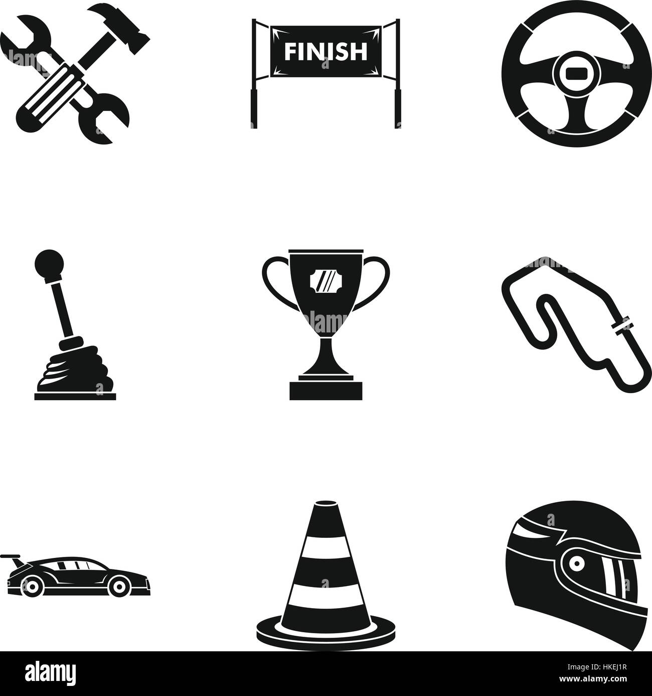 Race icons set. Simple illustration of 9 race vector icons for web ...