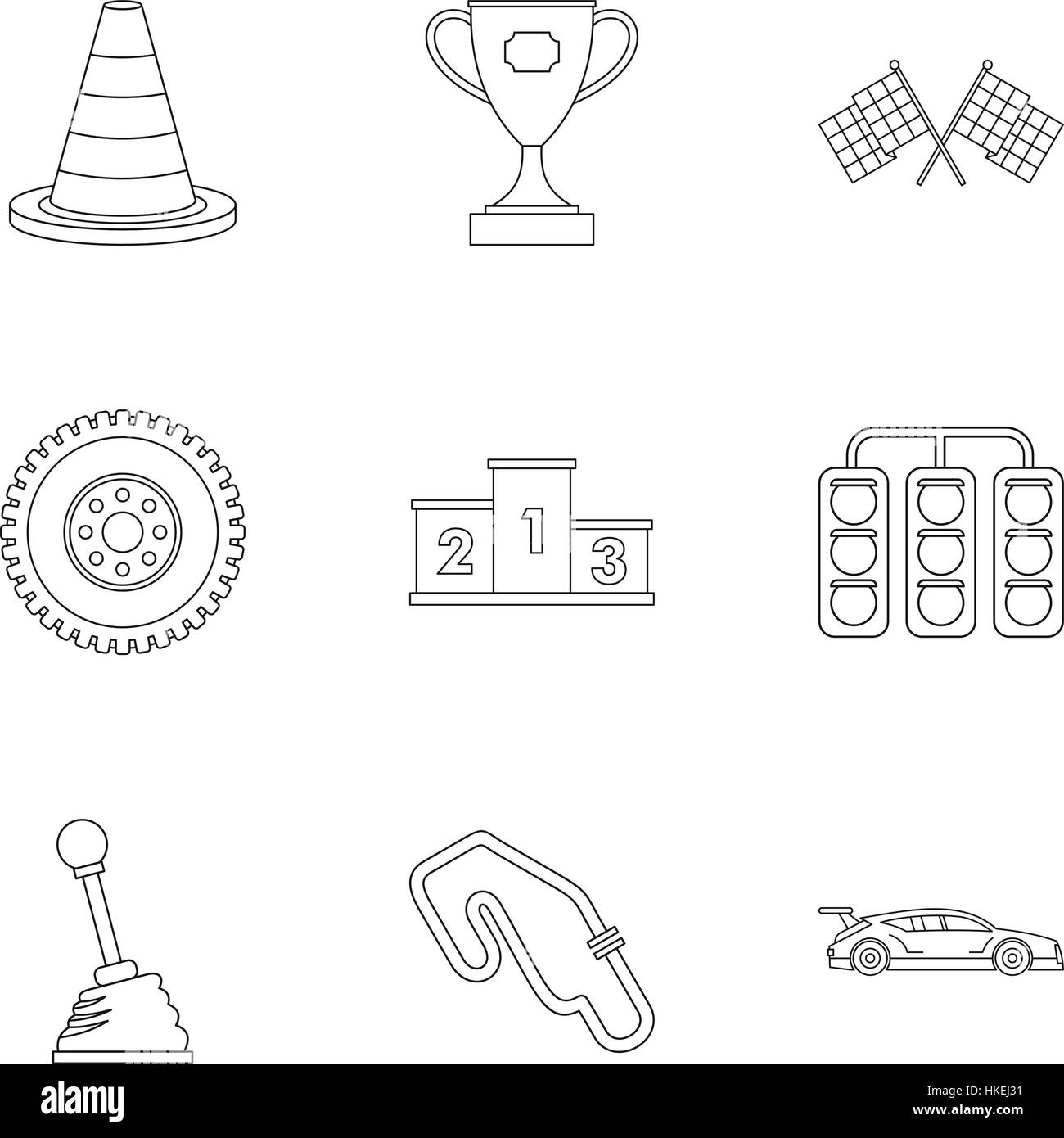 Speed race icons set. Outline illustration of 9 speed race vector icons ...