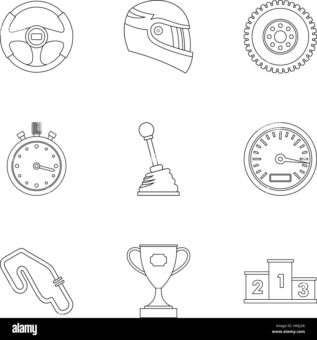 Speed cars icons set. Outline illustration of 9 speed cars vector icons ...