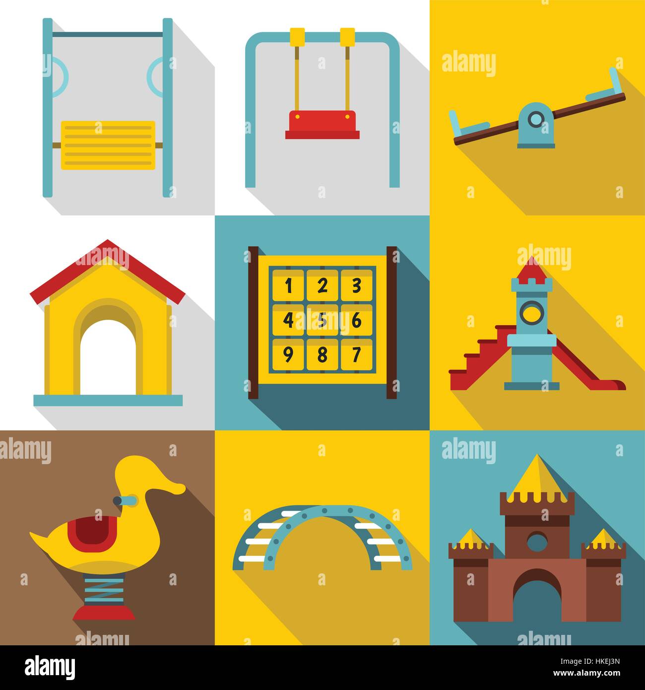 Kids games icons set. Flat illustration of 9 kids games vector icons ...