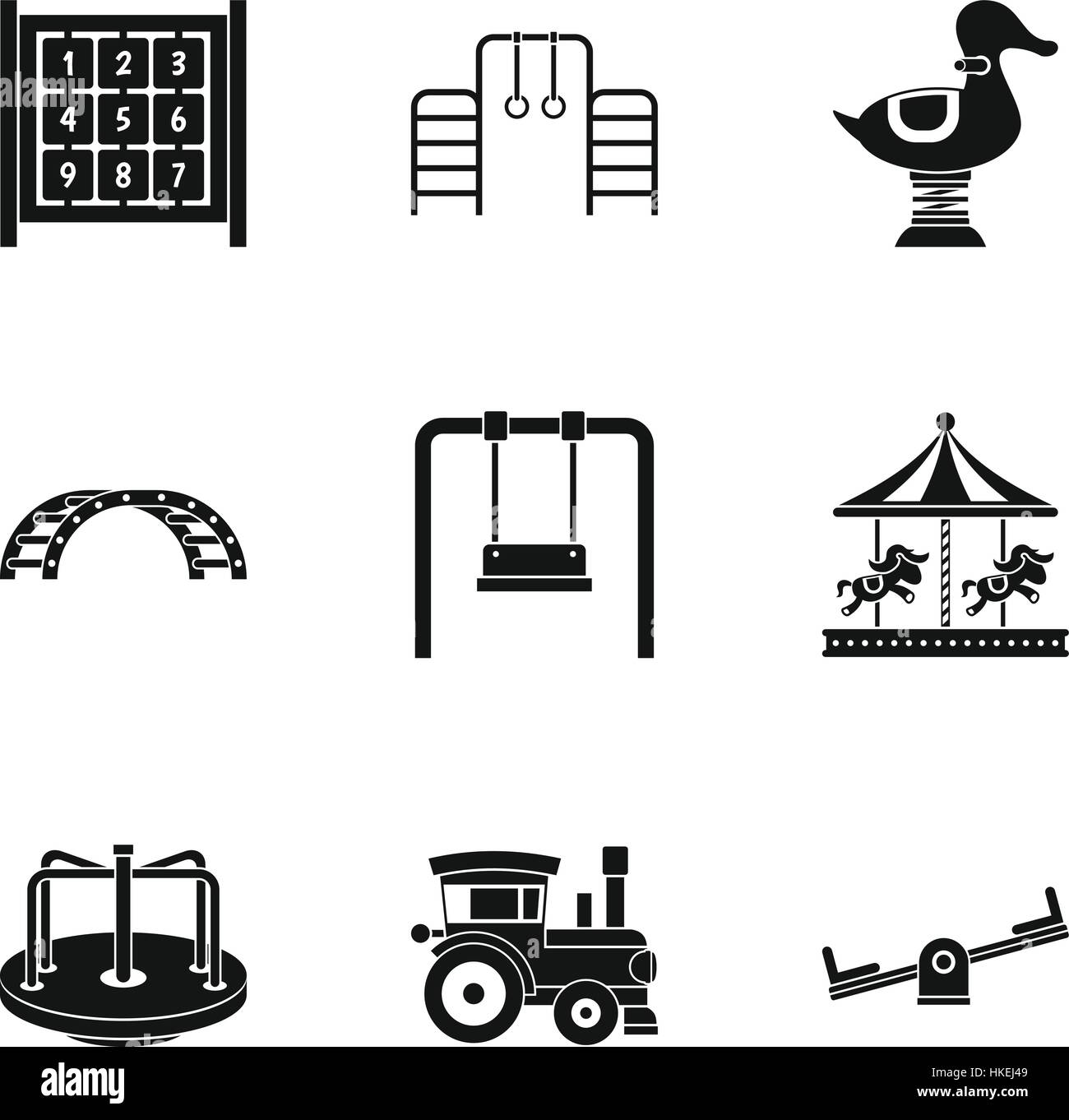 Baby swing icons set. Simple illustration of 9 baby swing vector icons ...