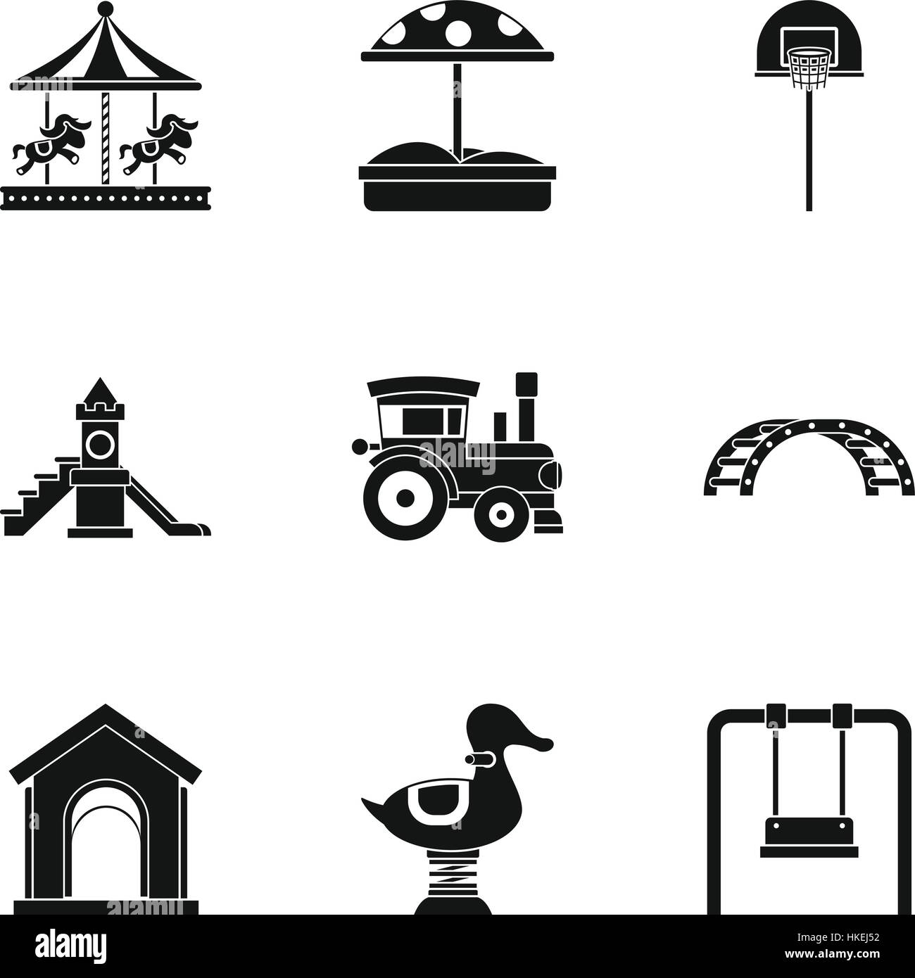 Children games icons set. Simple illustration of 9 children games ...