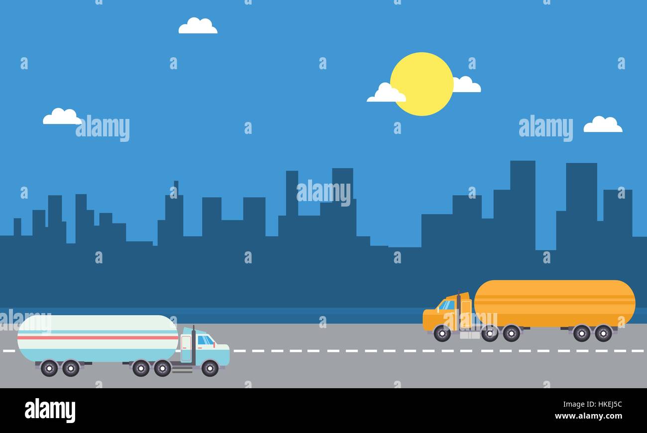 Illustration of road tanker landscape Stock Vector Image & Art - Alamy