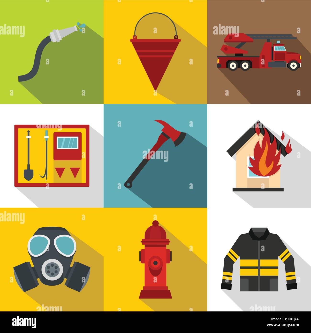 Fire icons set. Flat illustration of 9 fire vector icons for web Stock ...