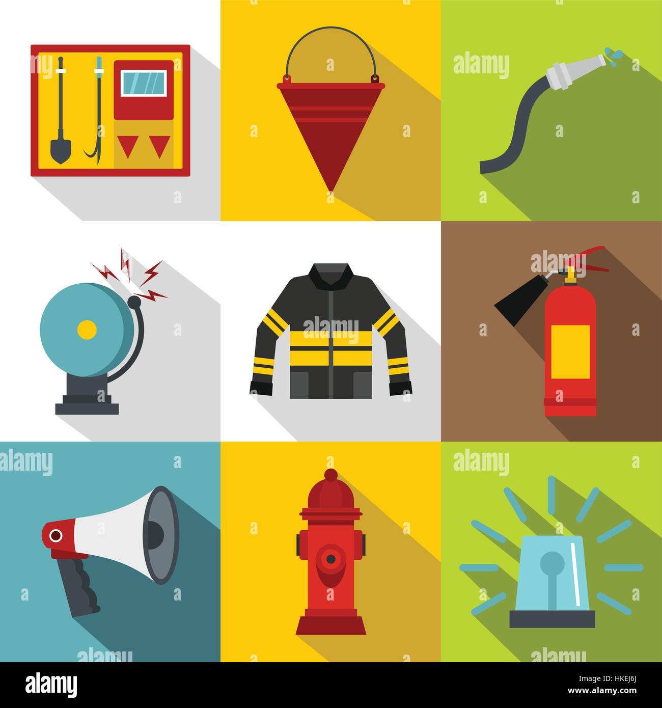 Fiery profession icons set. Flat illustration of 9 fiery profession ...