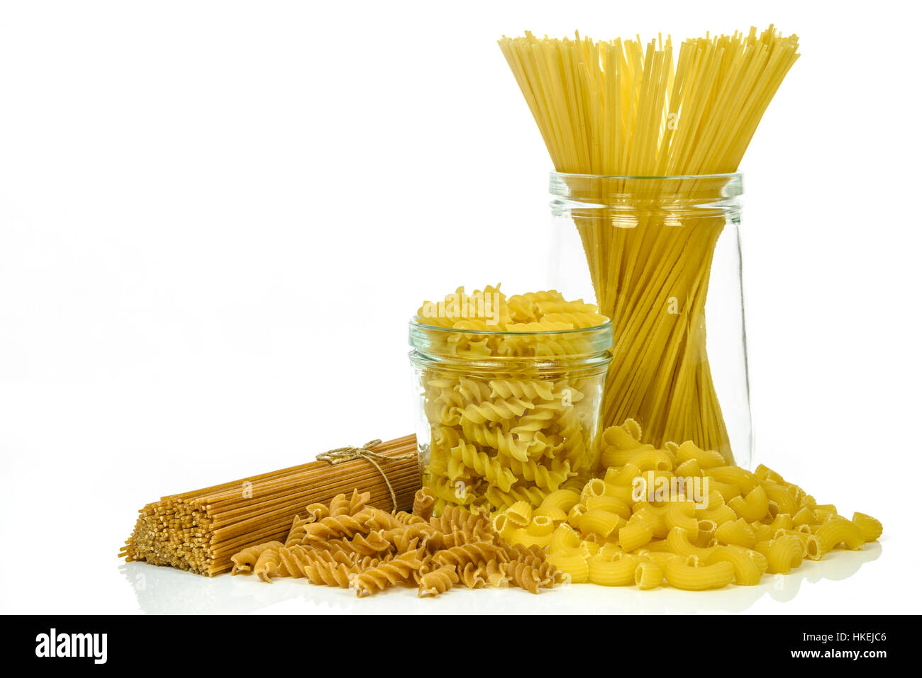 Mixed uncooked raw italian pasta isolated on white background Stock ...