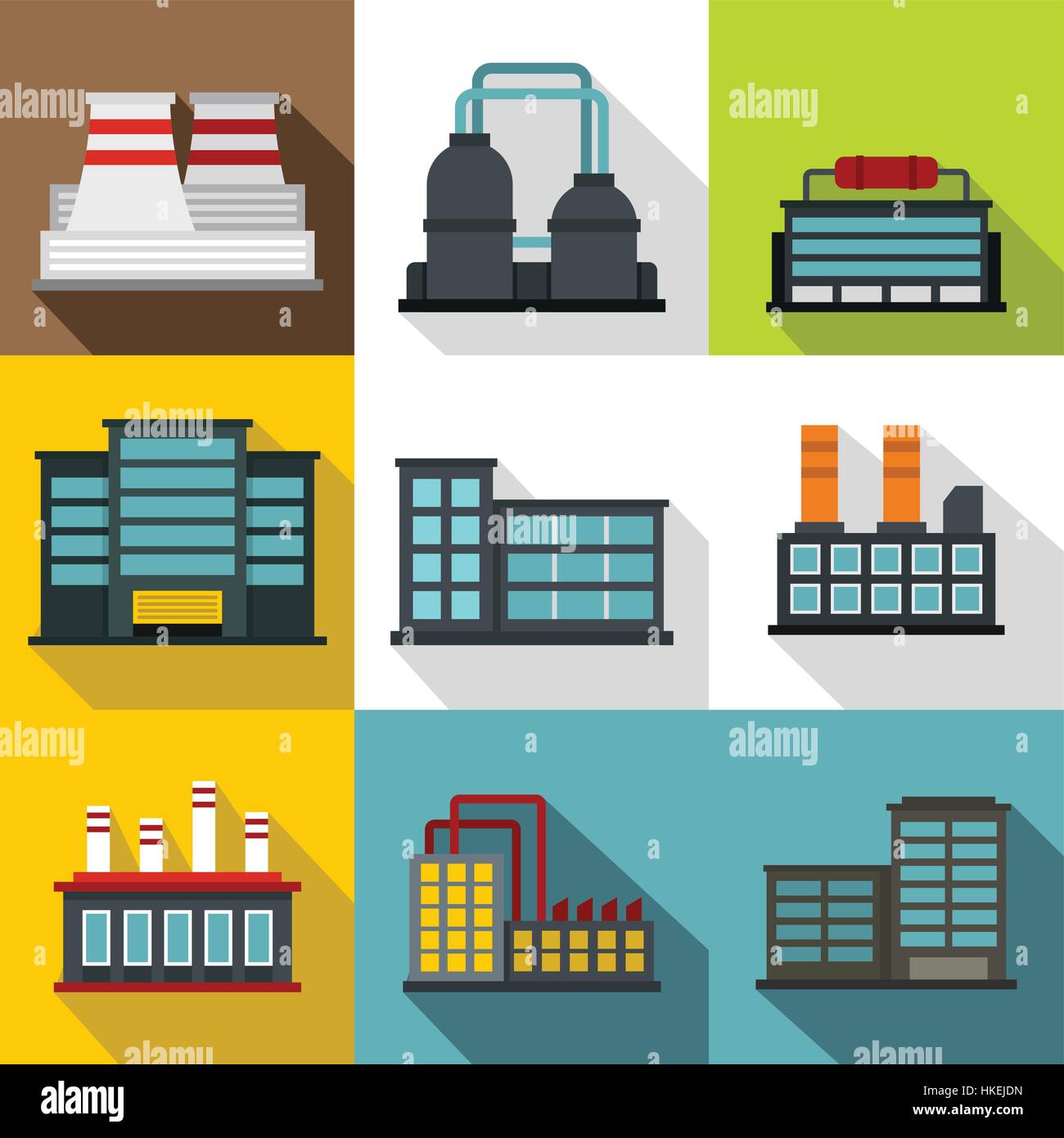 Factory icons set. Flat illustration of 9 factory vector icons for web ...