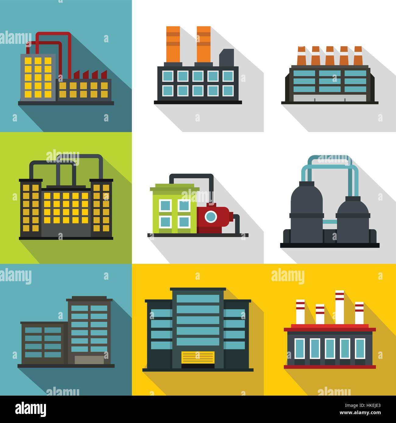 Industrial complex icons set. Flat illustration of 9 industrial complex ...