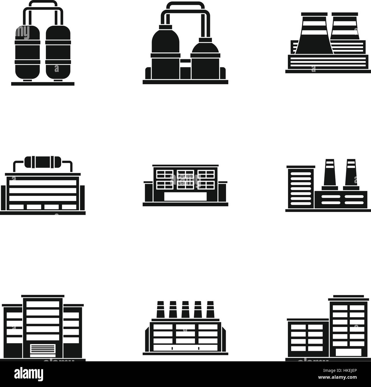 Industrial complex icons set. Simple illustration of 9 industrial ...