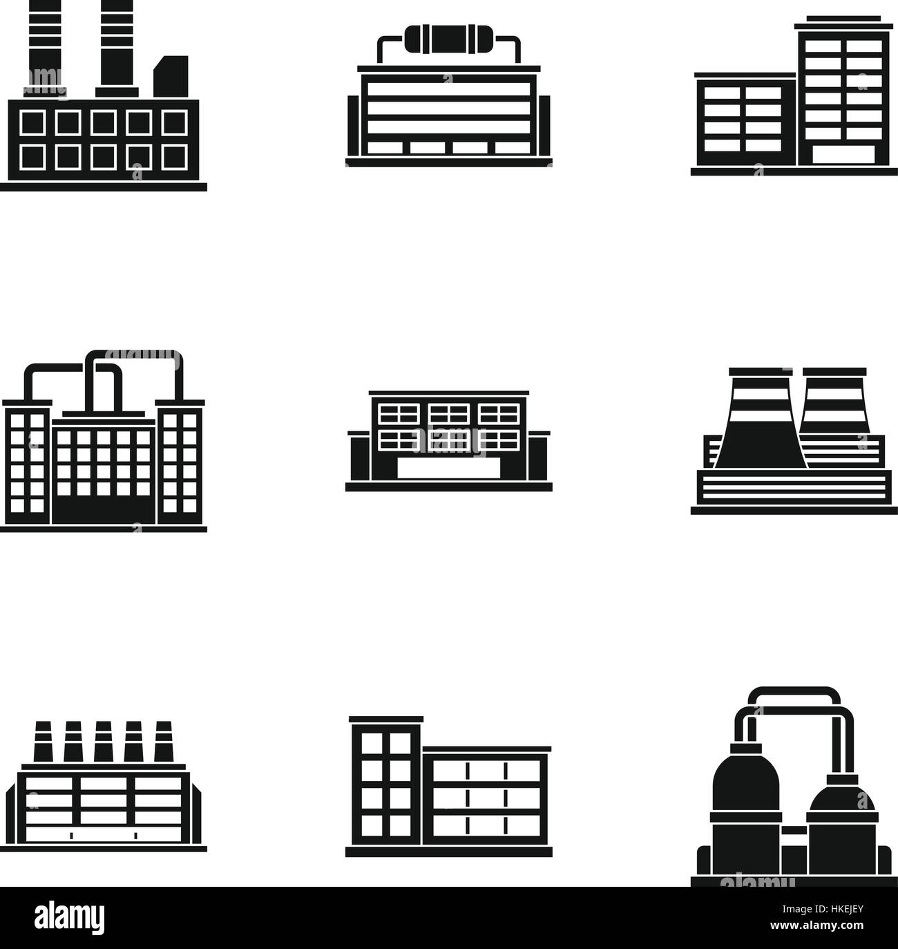 Production plant icons set. Simple illustration of 9 production plant ...