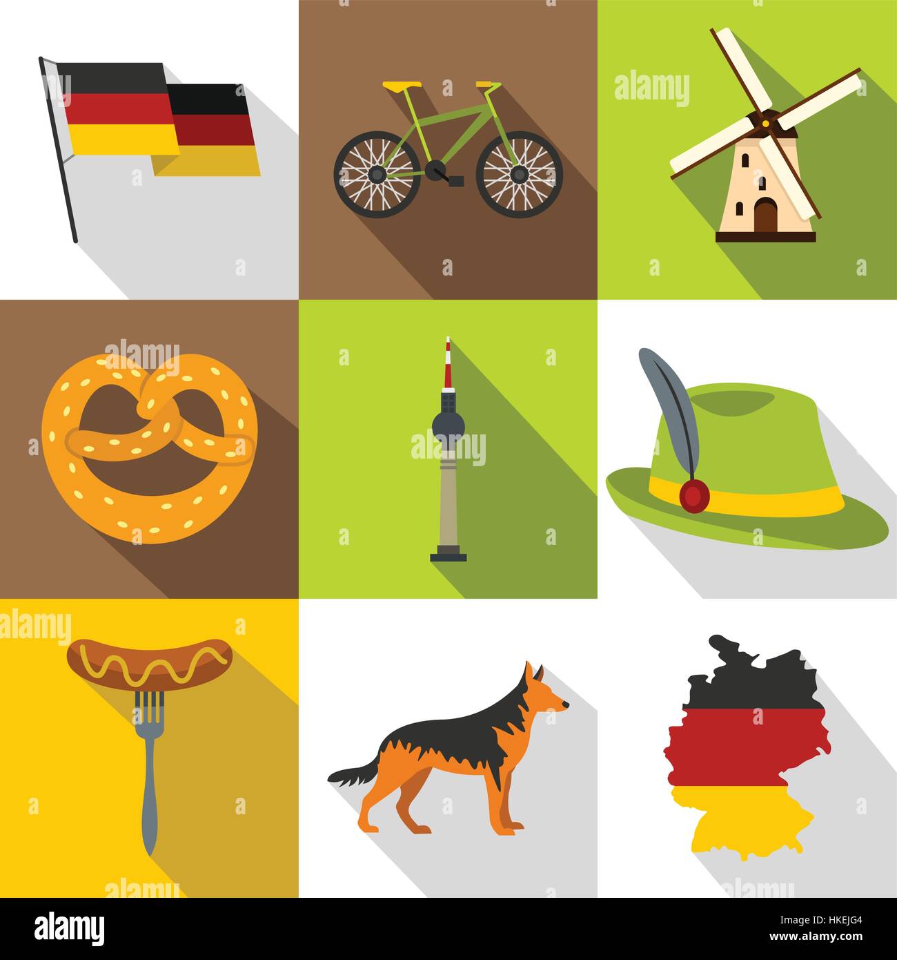 Germany icons set. Flat illustration of 9 Germany vector icons for web ...