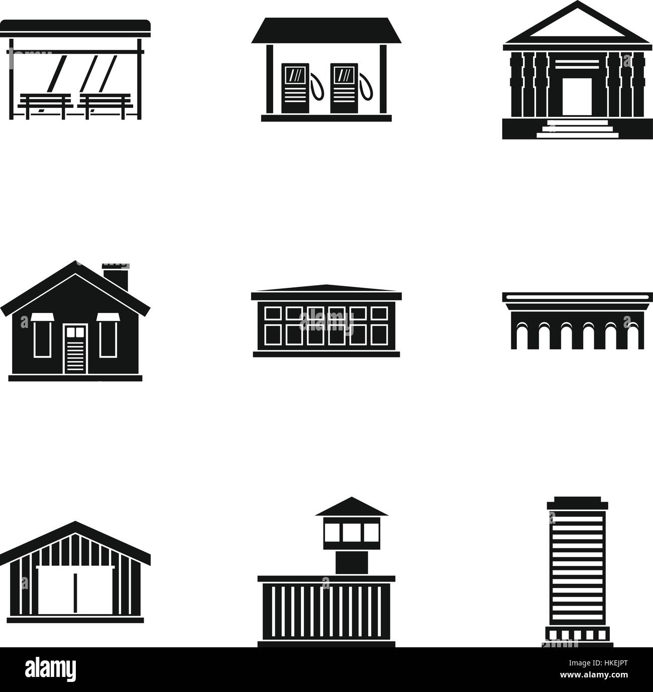 Construction of city icons set. Simple illustration of 9 construction ...