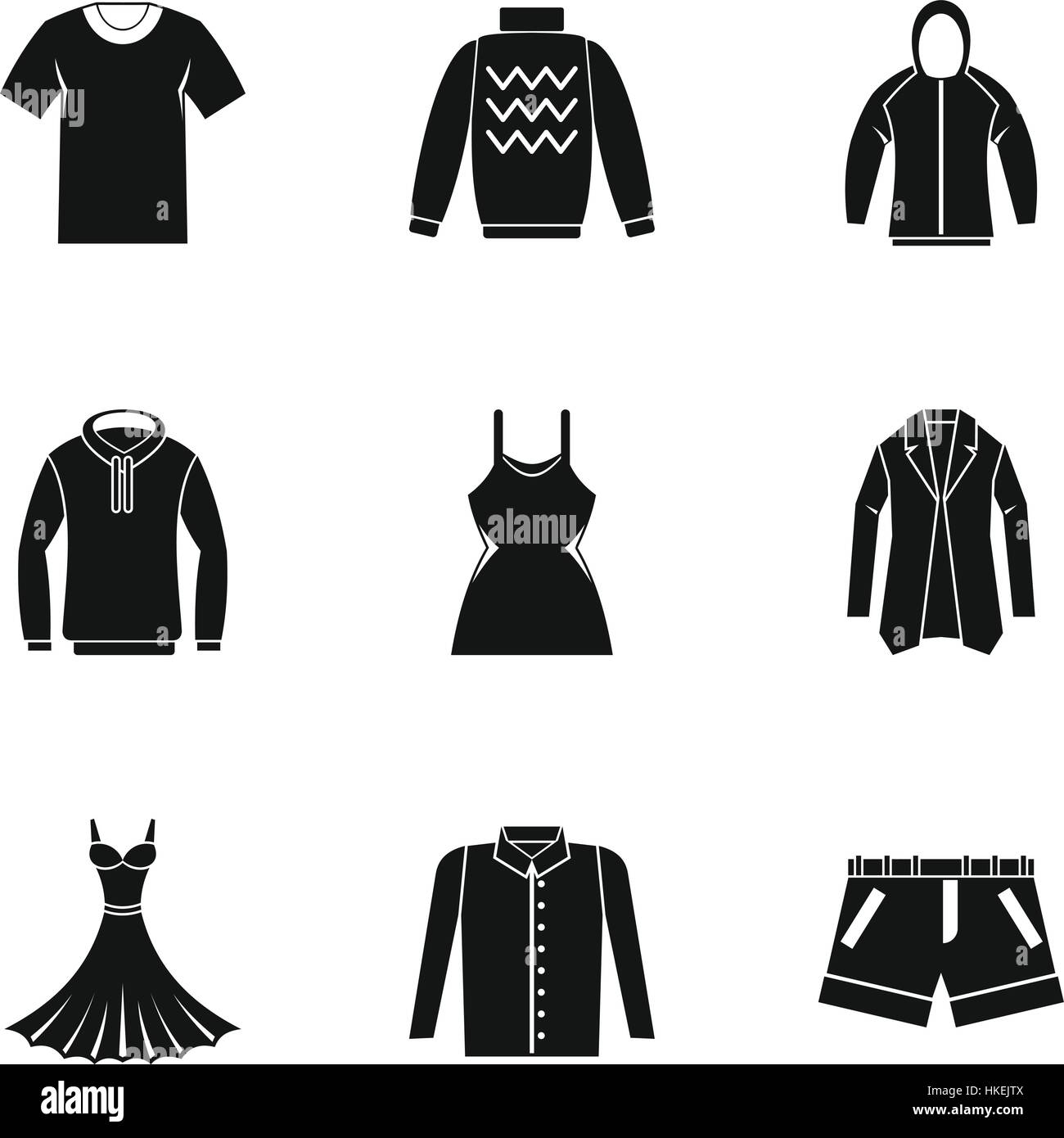 Clothing icons set. Simple illustration of 9 clothing vector icons for ...