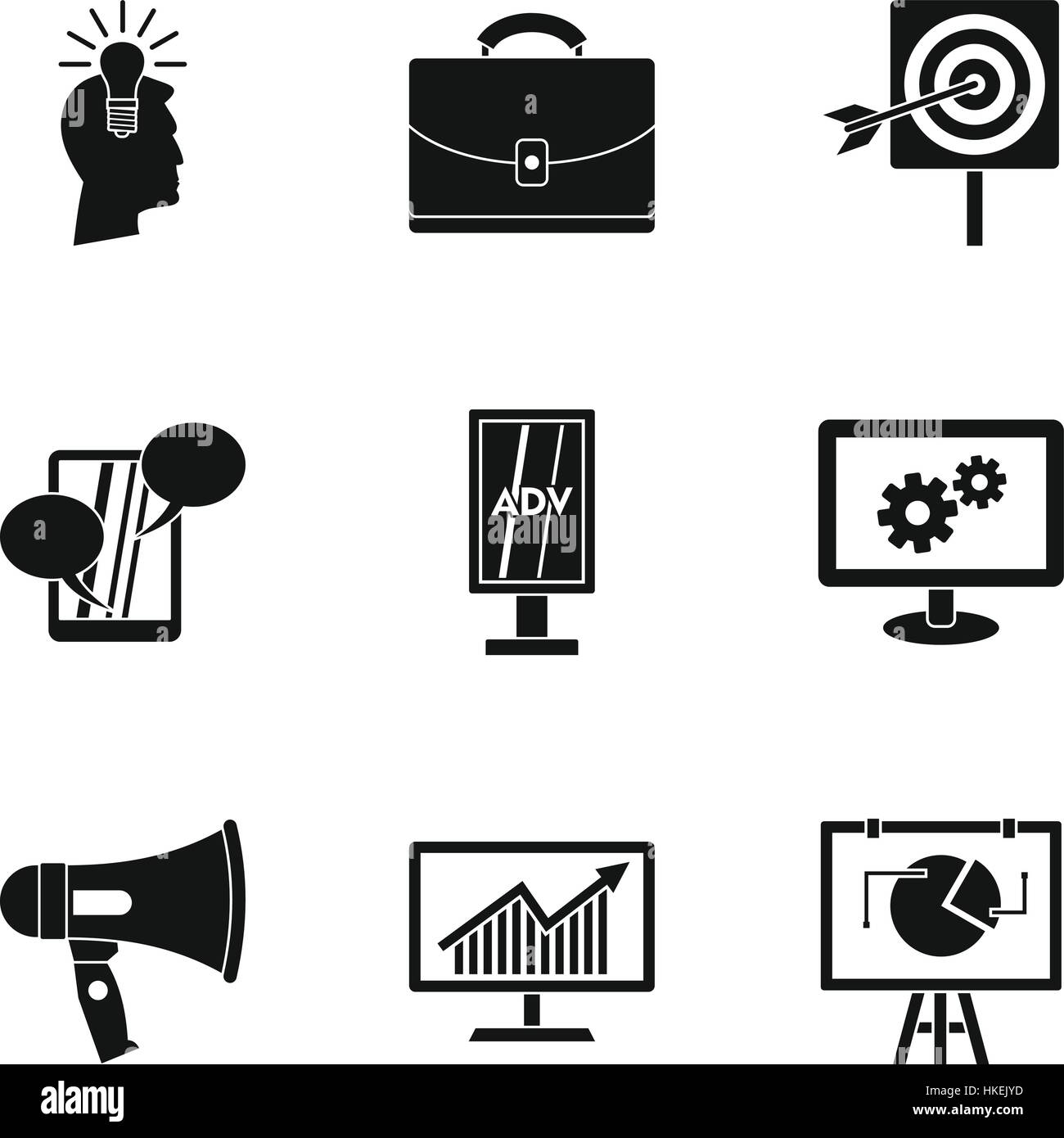 Advertising icons set. Simple illustration of 9 advertising vector ...