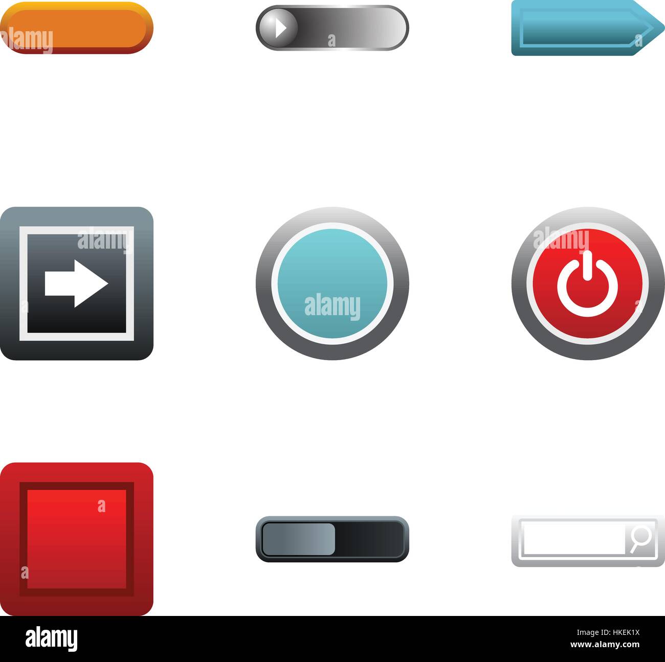 Internet buttons icons set. Flat illustration of 9 internet ...