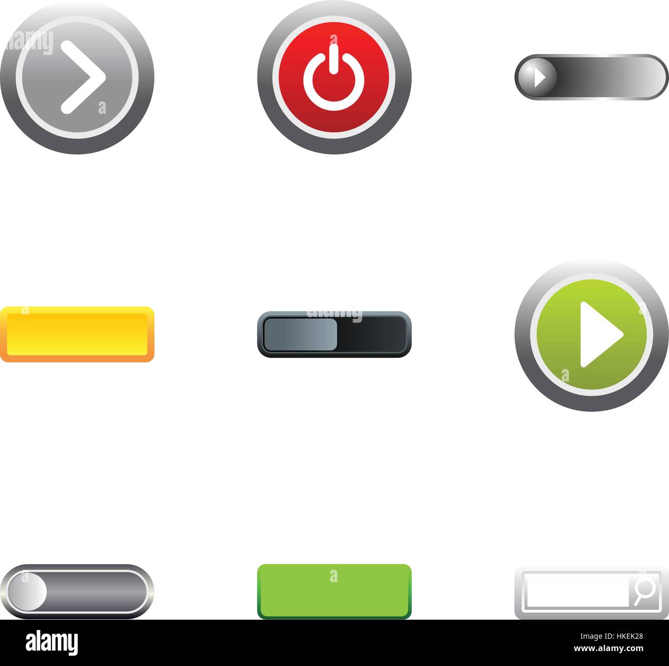 Buttons to push icons set. Flat illustration of 9 buttons to push ...