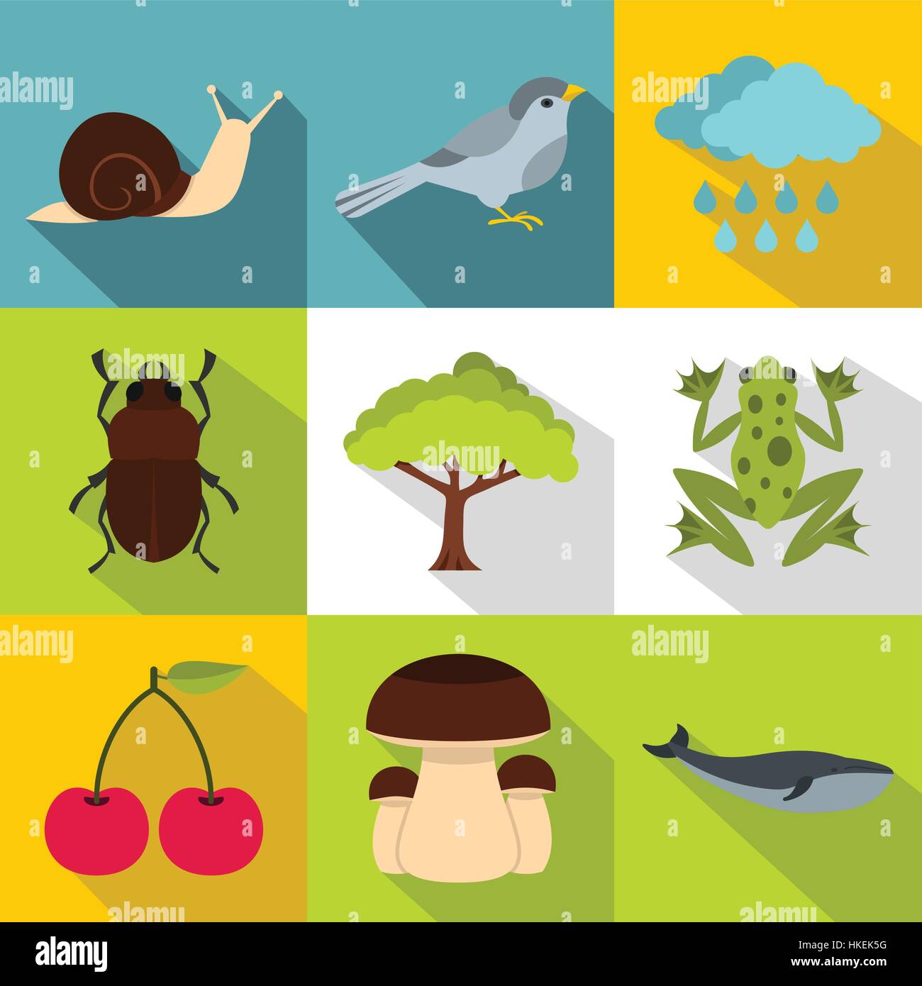 Flora icons set. Flat illustration of 9 flora vector icons for web ...