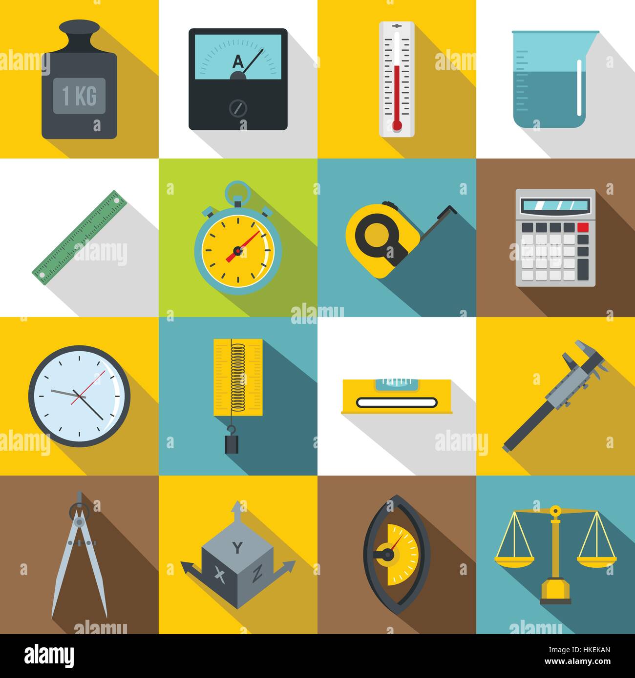 Measure precision icons set. Flat illustration of 16 measure precision ...