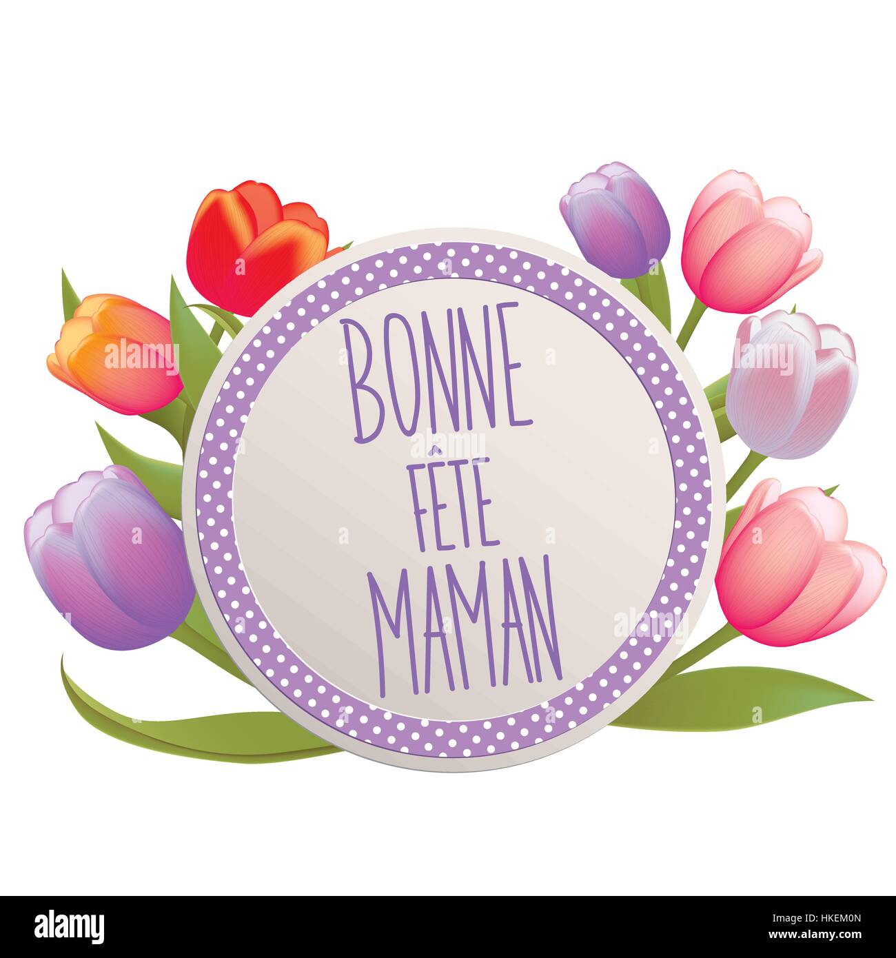 French Happy Mother's day card full vector elements isolated on a white ...
