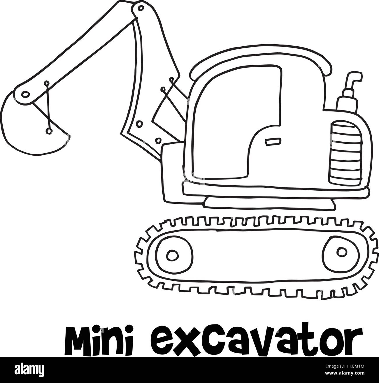 Hand draw mini excavator Stock Vector Images - Alamy