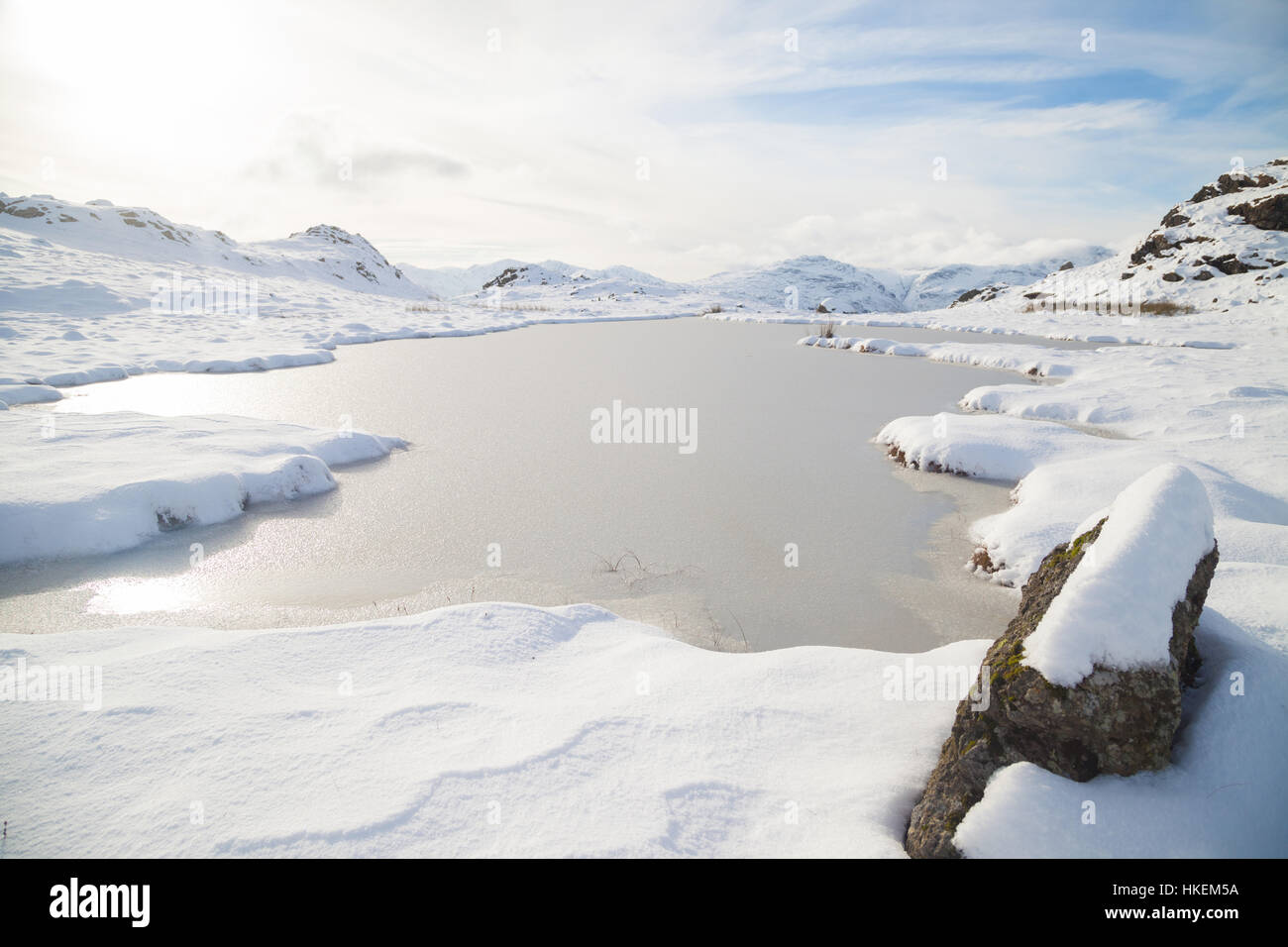 A small Tarn near Langdale Pikes, Cumbria, England Stock Photo - Alamy