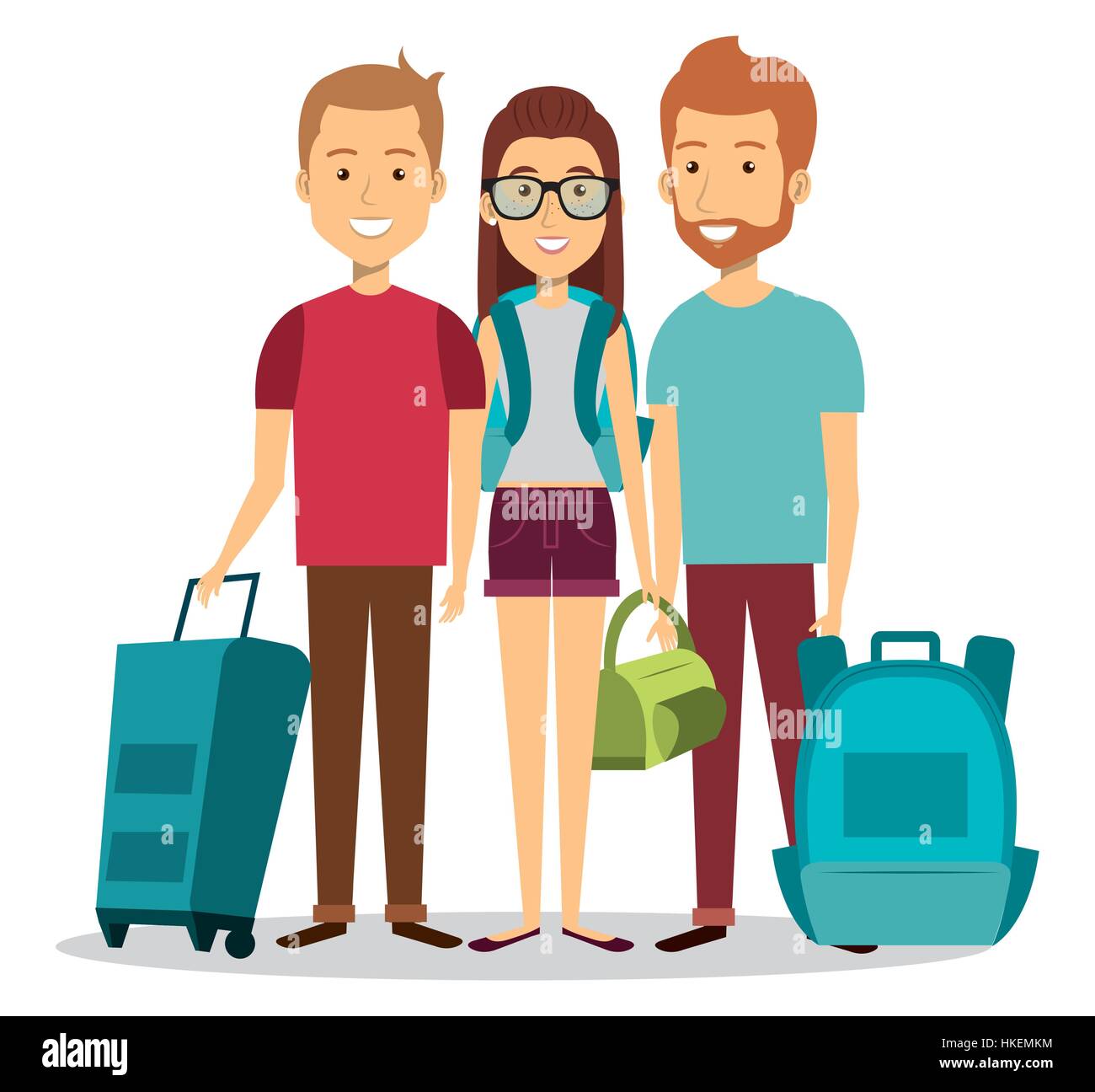 travelers group with suitcases avatars vector illustration design Stock ...
