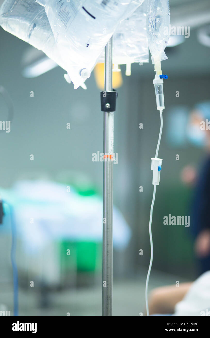 Hospital surgery medical drip in emergency room operating theater ward ...