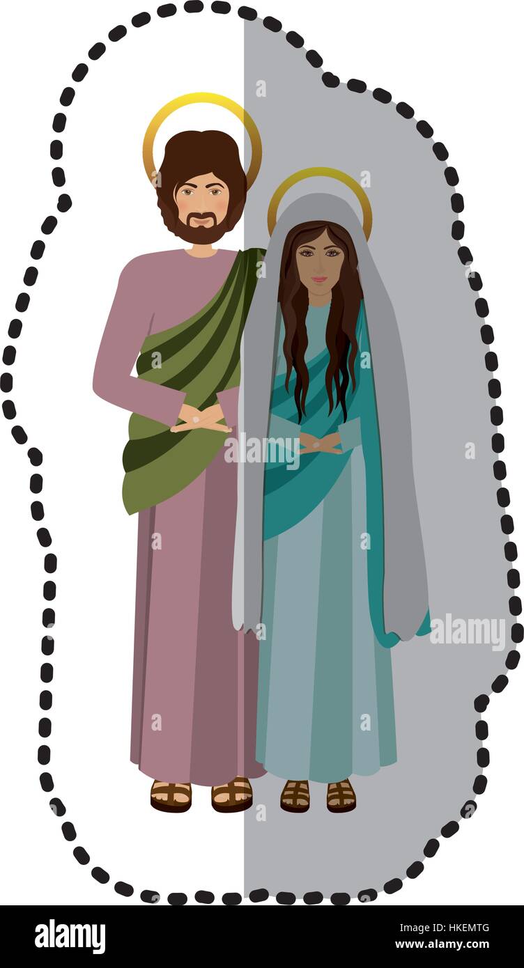 Virgin mary and joseph icon vector illustration graphic design Stock ...