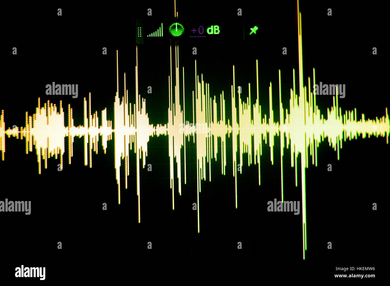 Sound recording studio audio wave on computer screen in professional ...