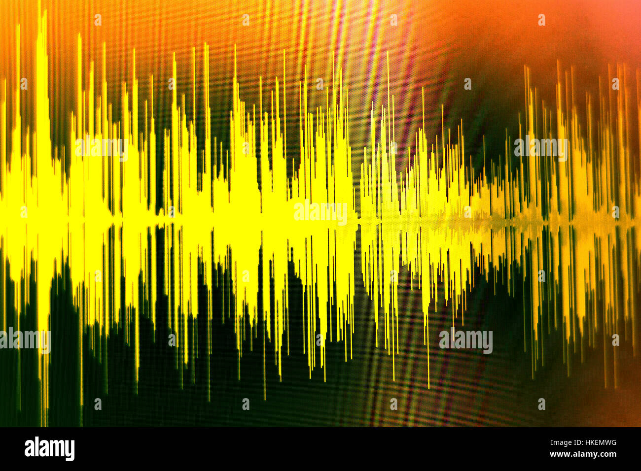 Sound recording studio audio wave on computer screen in professional ...