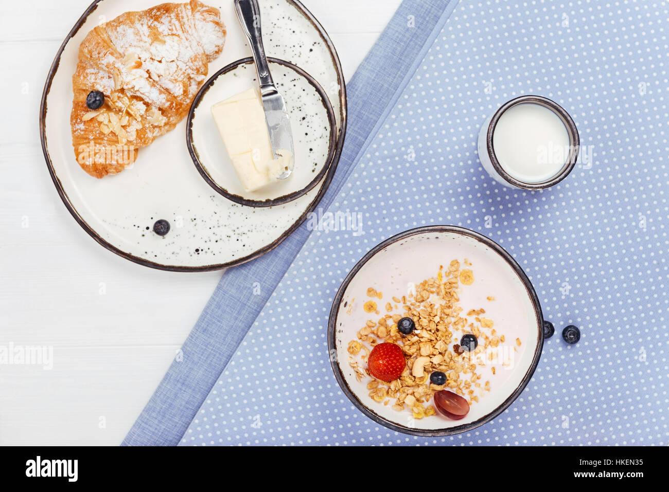 Nicely served French style breakfast Stock Photo - Alamy