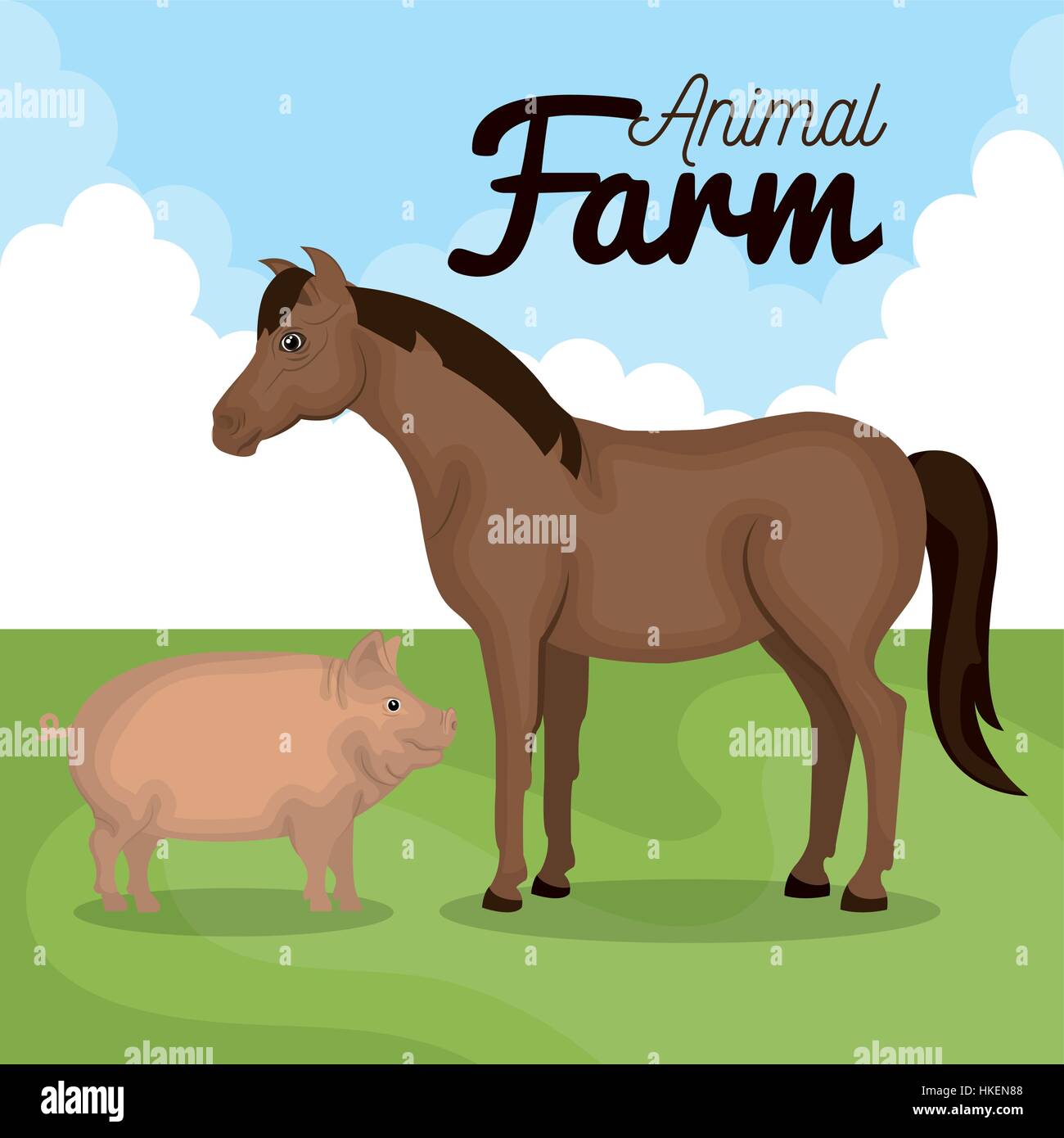 Cartoon rural scene farm animals Stock Vector Images - Alamy