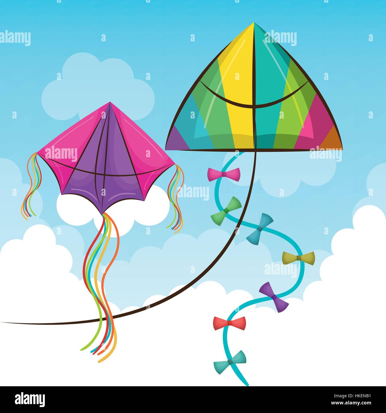 kite flying in the sky vector illustration design Stock Vector Image ...