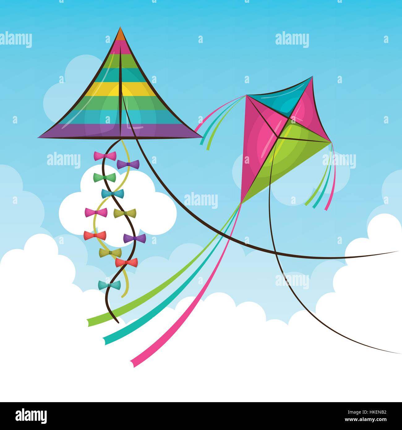 kite flying in the sky vector illustration design Stock Vector Image ...