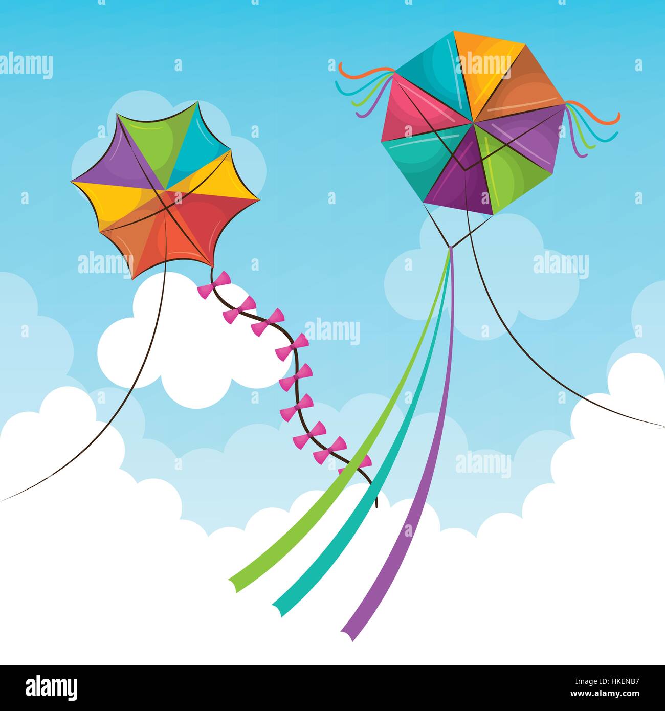 kite flying in the sky vector illustration design Stock Vector Image ...