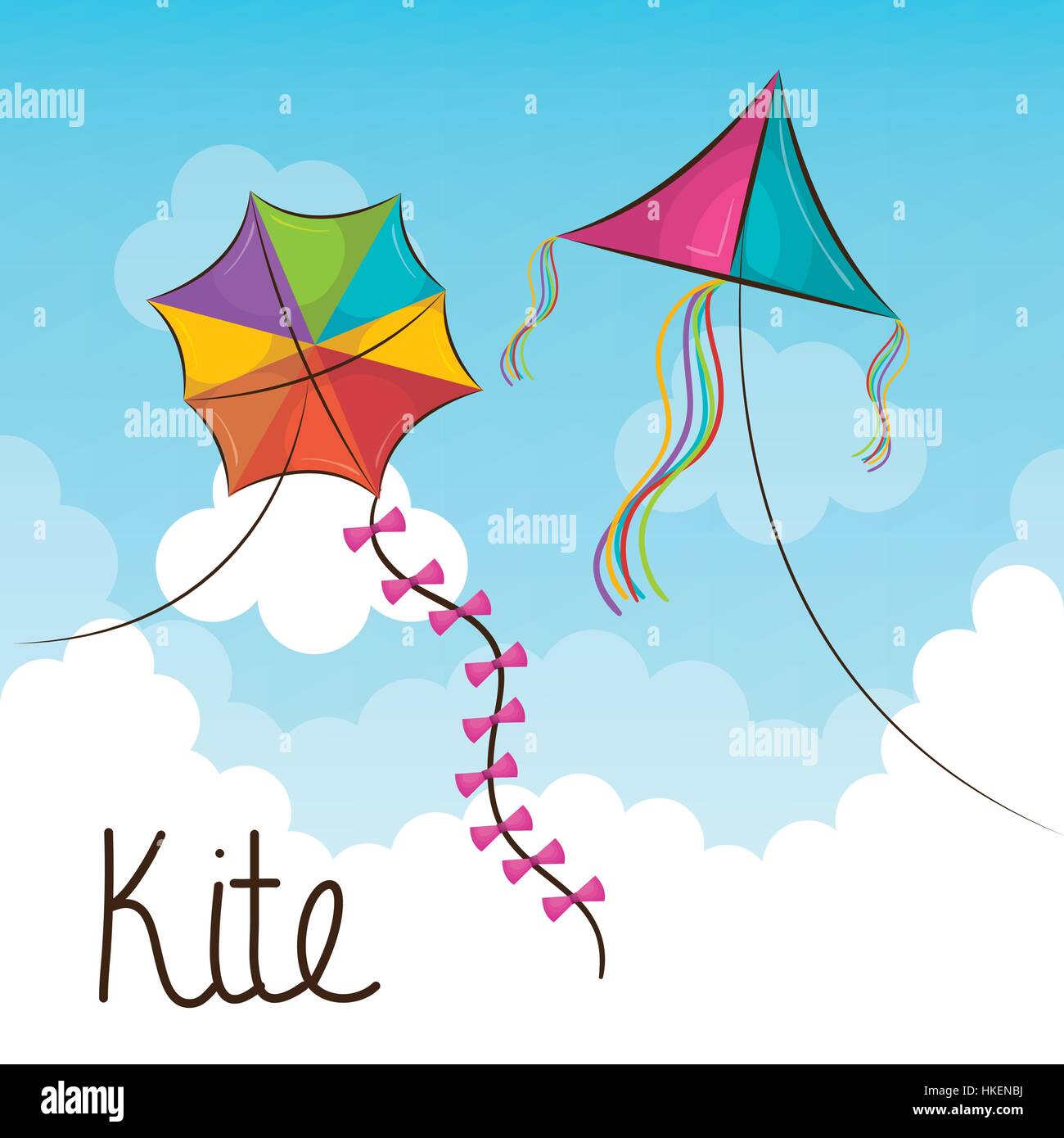 kite flying in the sky vector illustration design Stock Vector Image ...