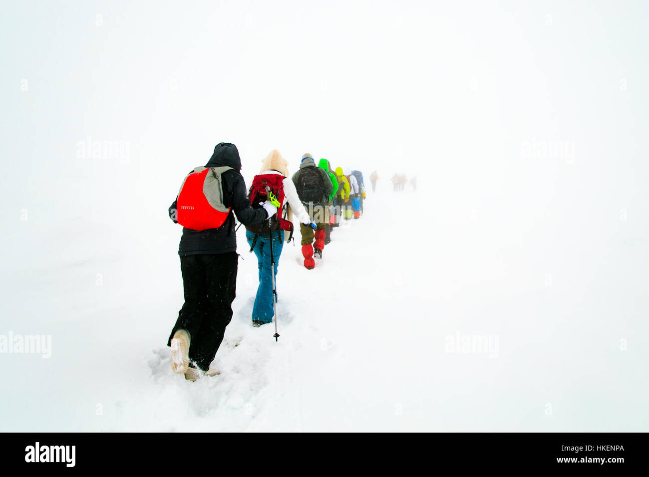 snow tracking people, snow mountains, russian winter Stock Photo - Alamy