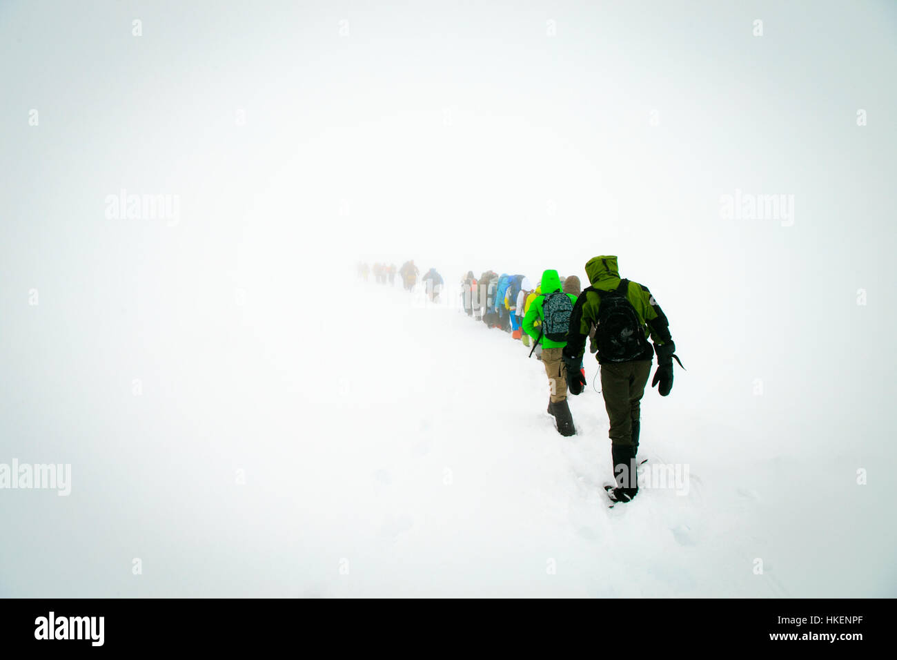 snow tracking people, snow mountains, russian winter Stock Photo - Alamy
