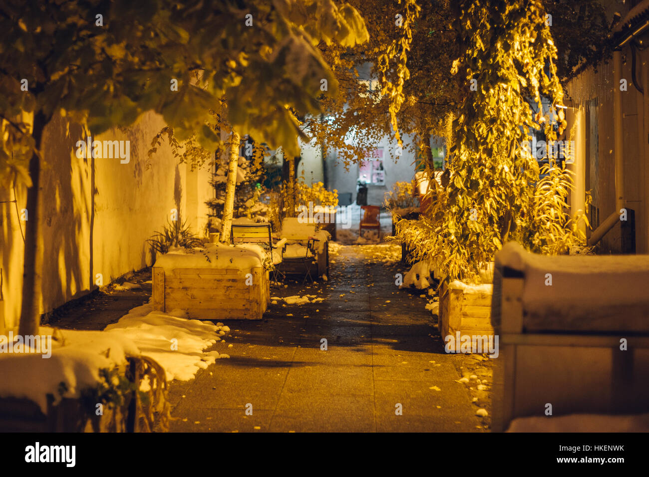 Snow covered courtyard night view hi-res stock photography and images ...