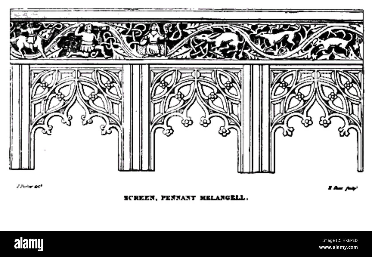 The Pennant Melangell screen, a historical religious artwork, depicts ...