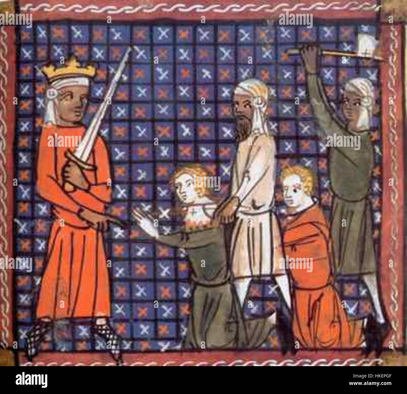 This artwork titled *Poprava* depicts a historical execution scene ...