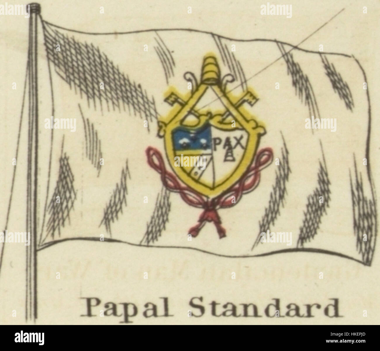 This historical print from 1868 showcases the Papal Standard, a ...