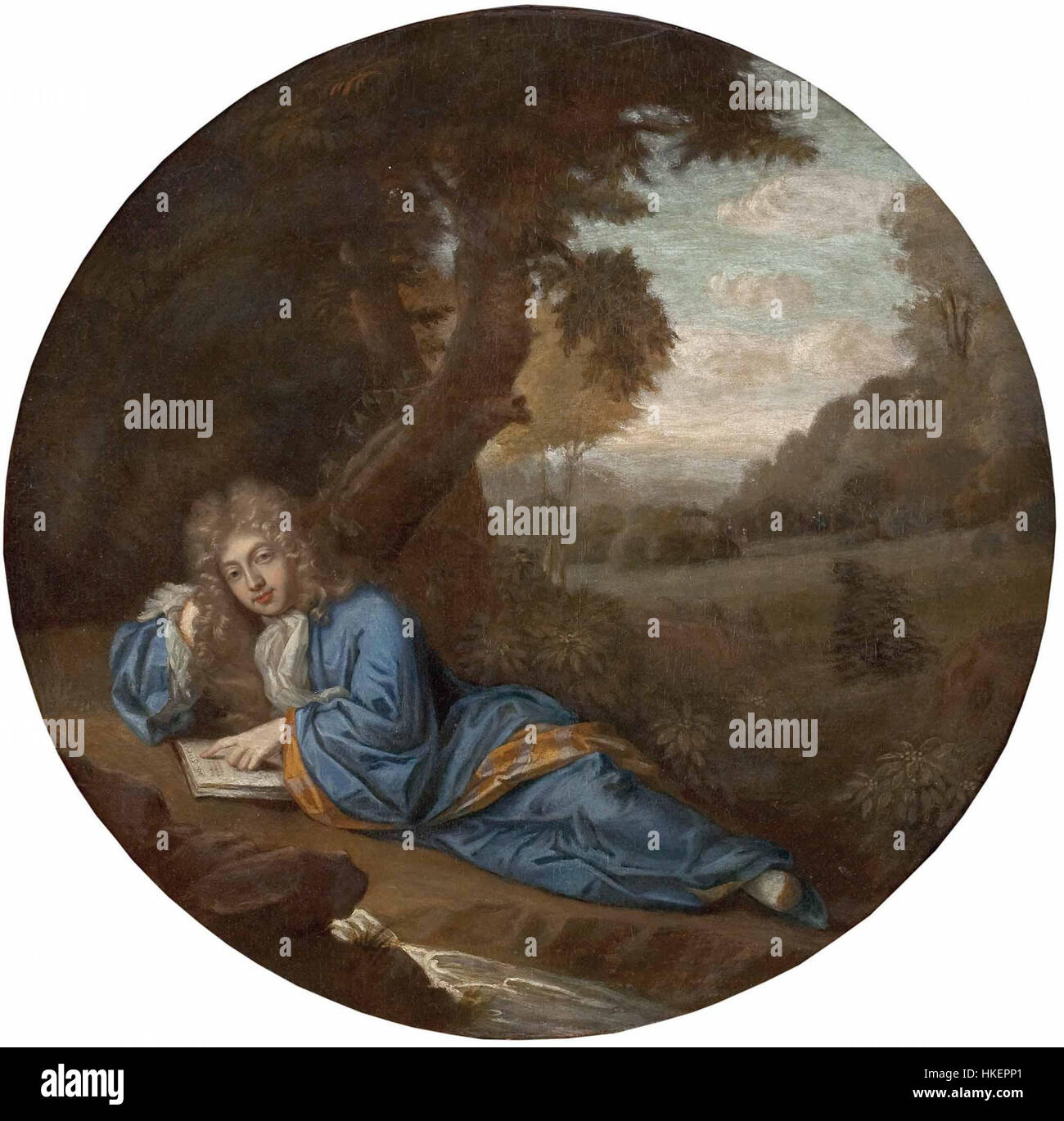 A 1700s painting titled 'Lesender Herr' depicting a man reading ...